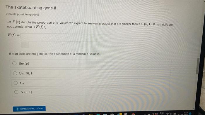 Solved The skateboarding gene Il 2 points possible (graded | Chegg.com