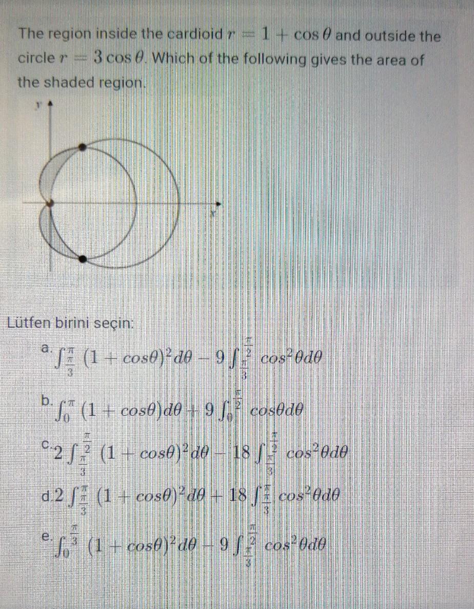 Solved The region inside the cardioid r = 1 + cos2 and | Chegg.com