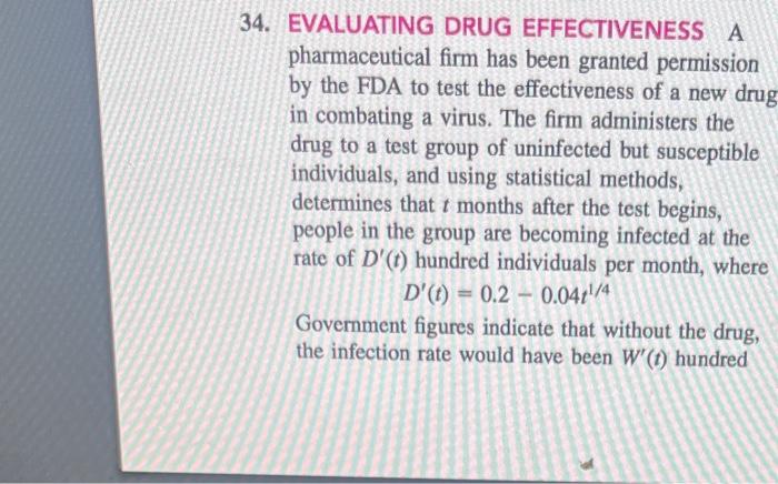 Solved 34. EVALUATING DRUG EFFECTIVENESS A pharmaceutical | Chegg.com