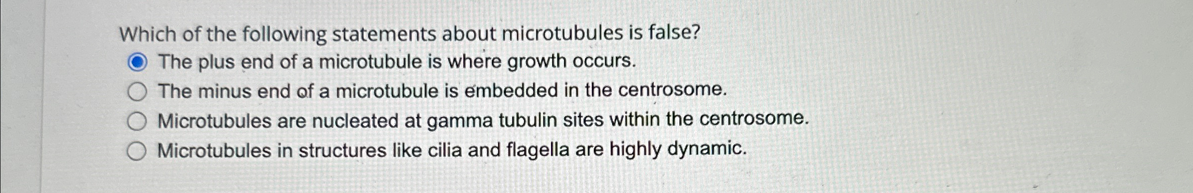 Solved Which of the following statements about microtubules | Chegg.com