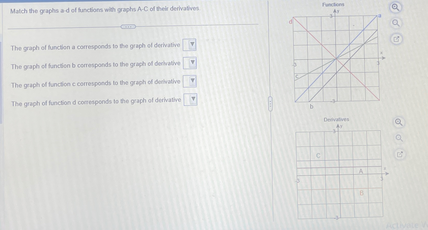 Solved Match the graphs a-d of functions with graphs A-C of | Chegg.com