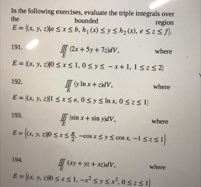 Solved In the following exercises, evaluate the triple | Chegg.com
