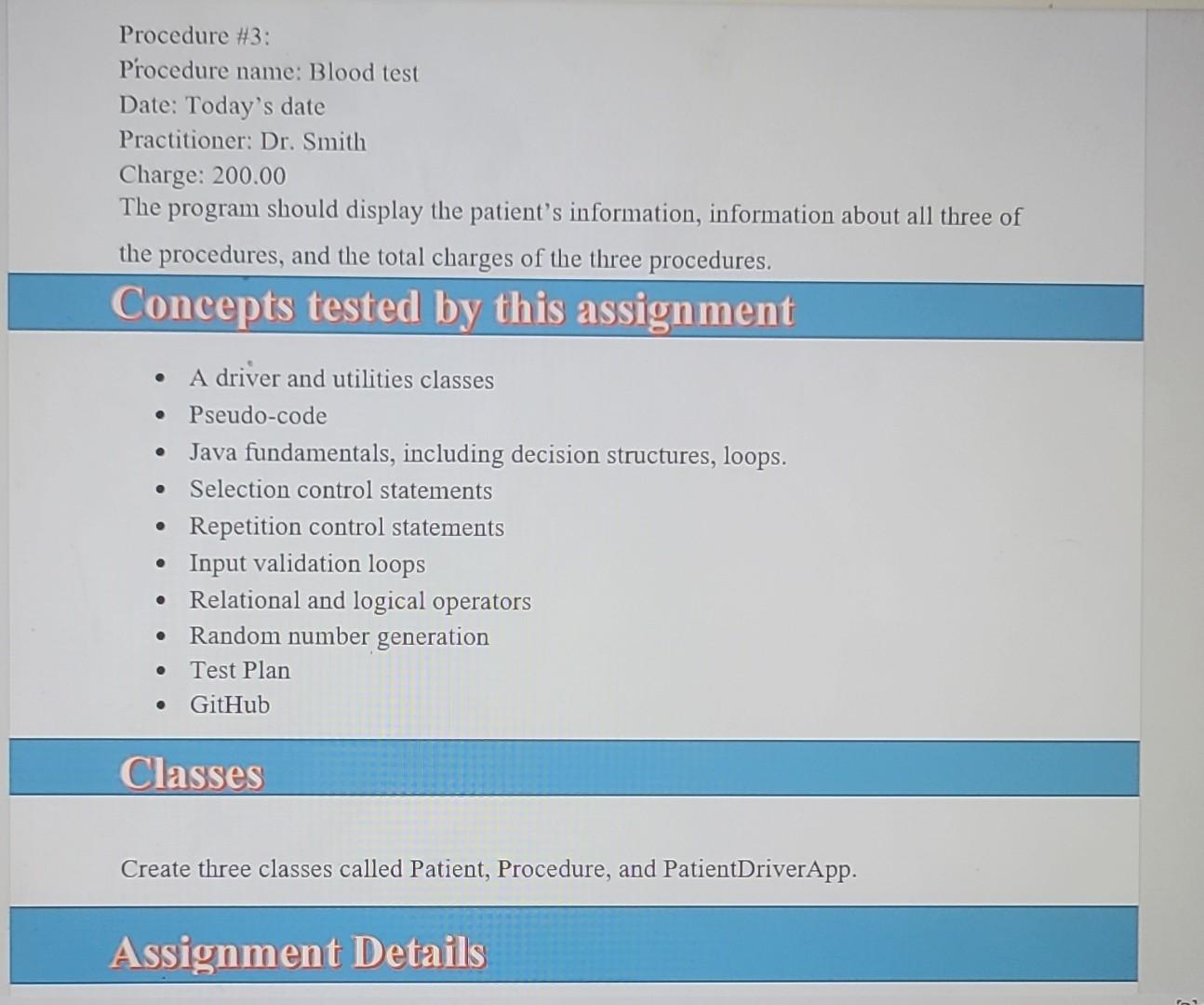Solved Write a class named Patient that has fields for the | Chegg.com