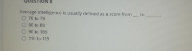 Solved Average intelligence is usually defined as a score | Chegg.com