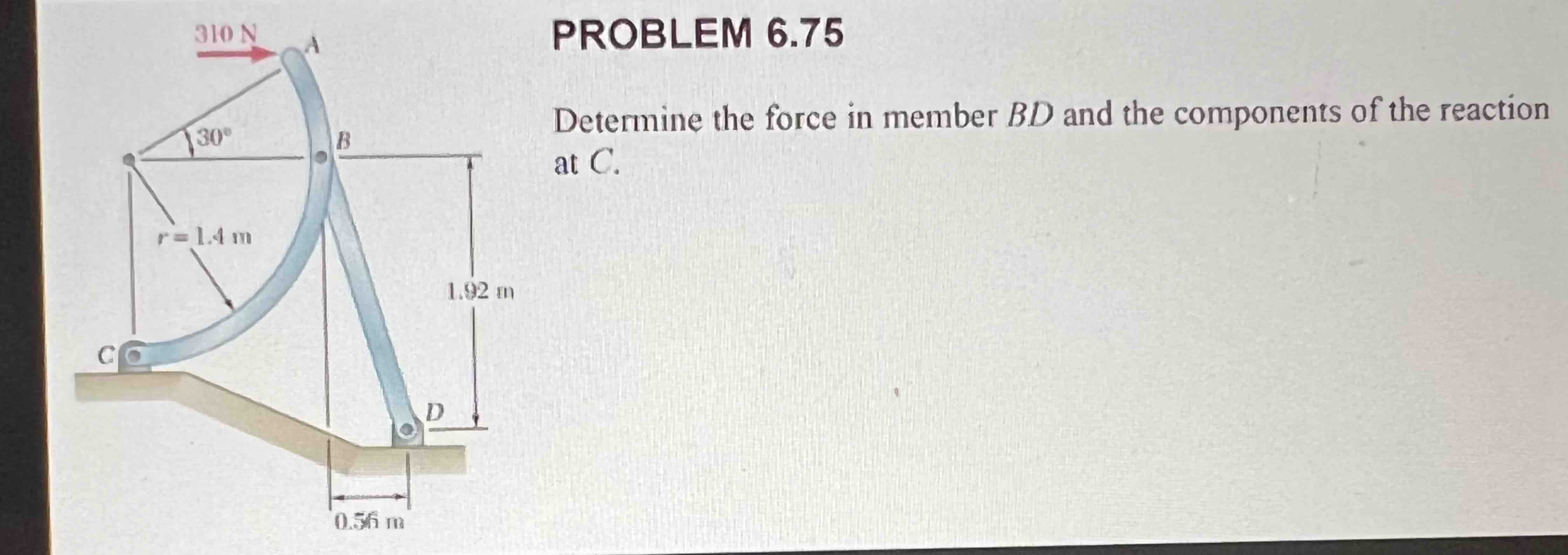 Solved Problem 6 75determine The Force In Member Bd ﻿and The