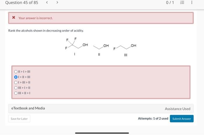 Solved Rank the alcohols shown in decreasing order of | Chegg.com