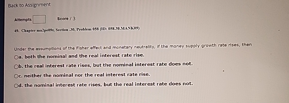 Solved Back to AssignmentAttemptsScore ?349. ﻿Chapter | Chegg.com