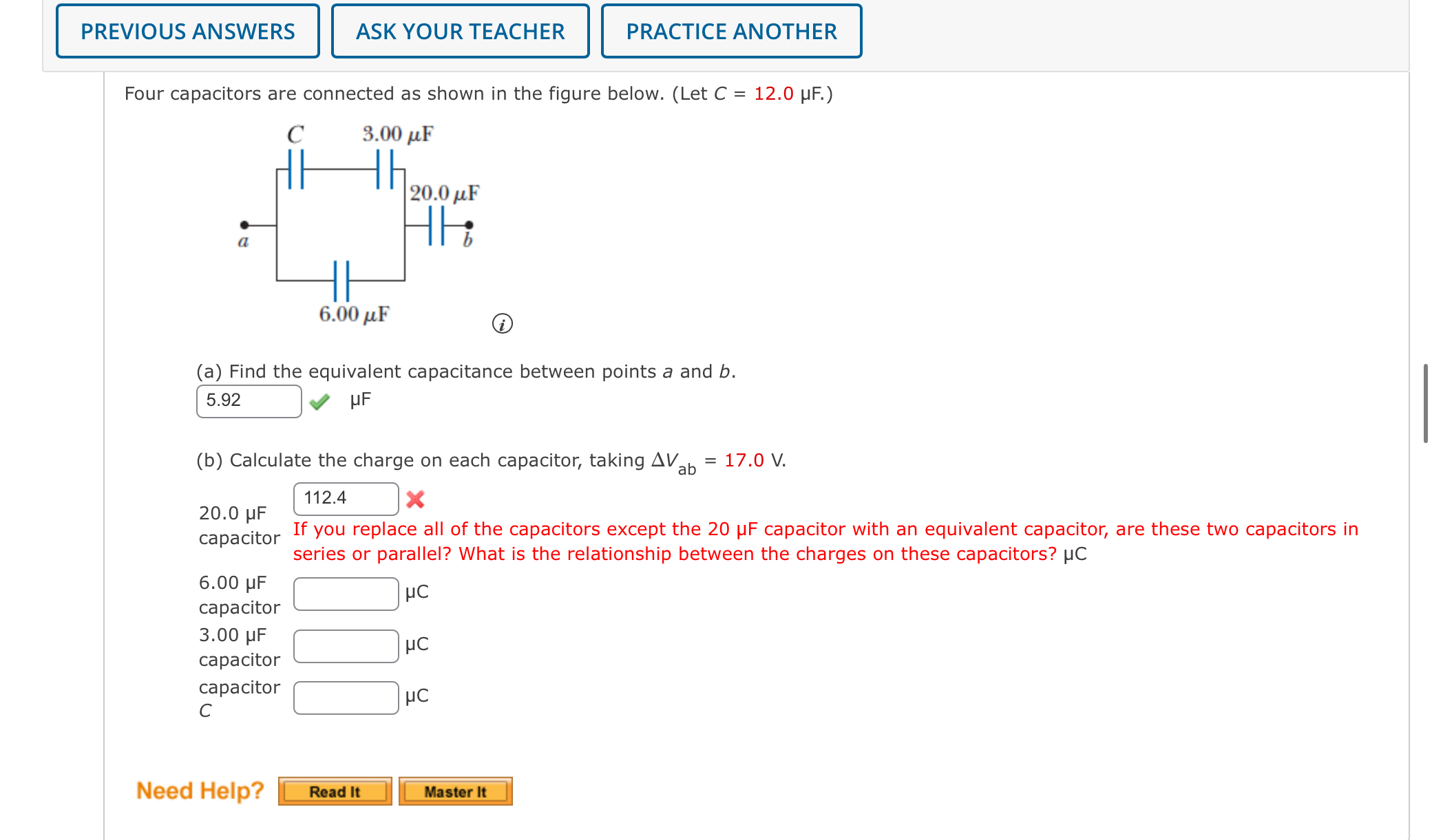 Solved Four capacitors are connected as shown in the figure | Chegg.com