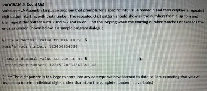 Program 5 Count Up Write An Hla Assembly Language 5713