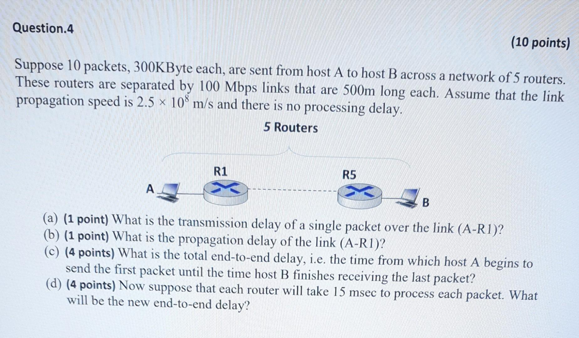 Suppose 10 packets, 300KByte each, are sent from host | Chegg.com