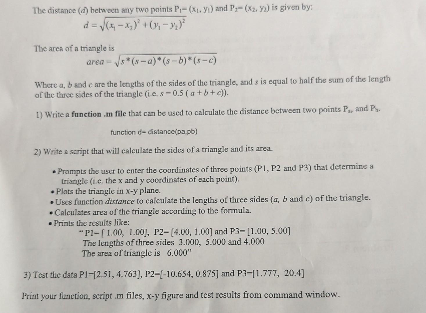 Solved The distance (d) between any two points P1=(x1,y1) | Chegg.com