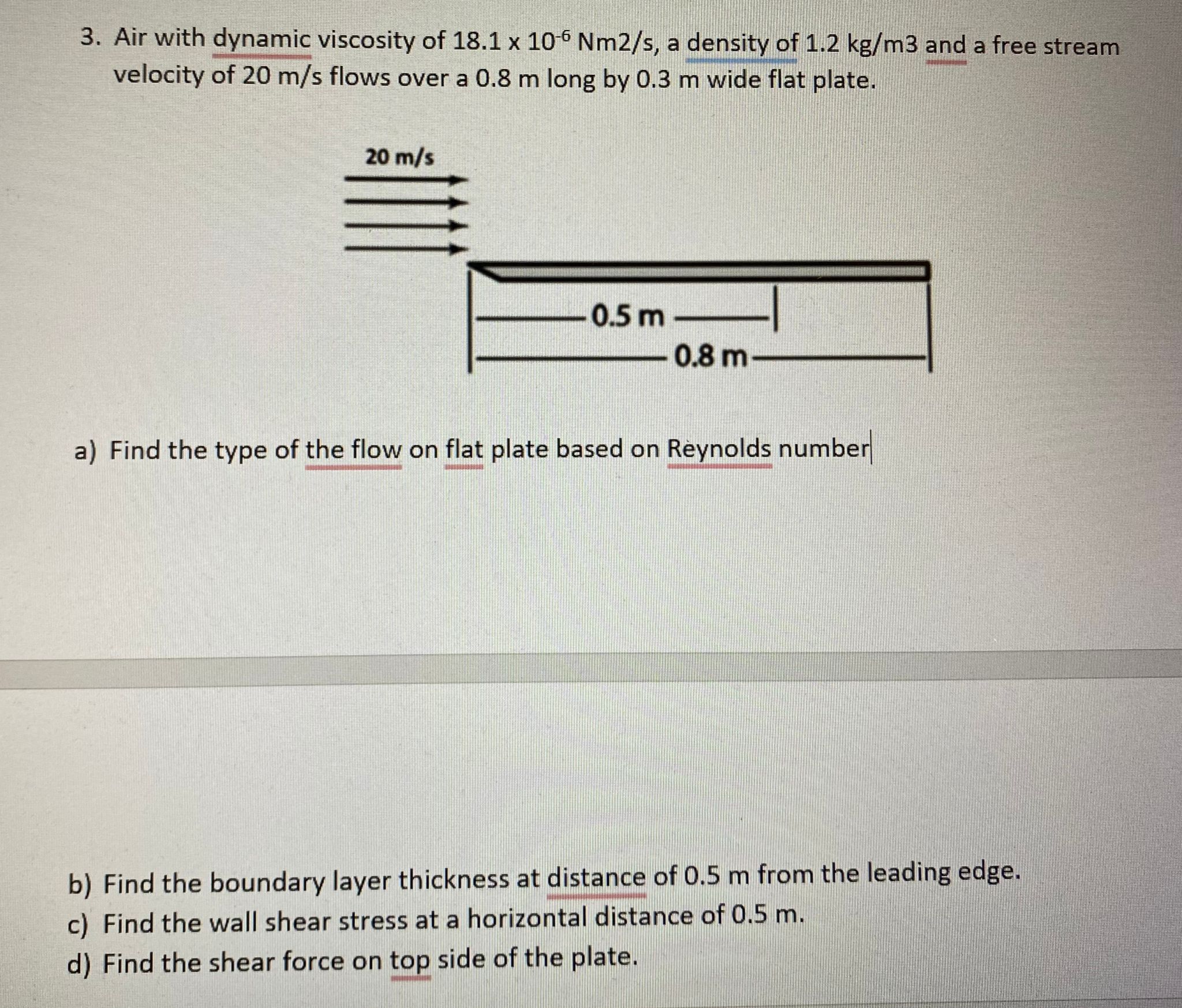 Solved b) ﻿Find the boundary layer thickness at distance of | Chegg.com
