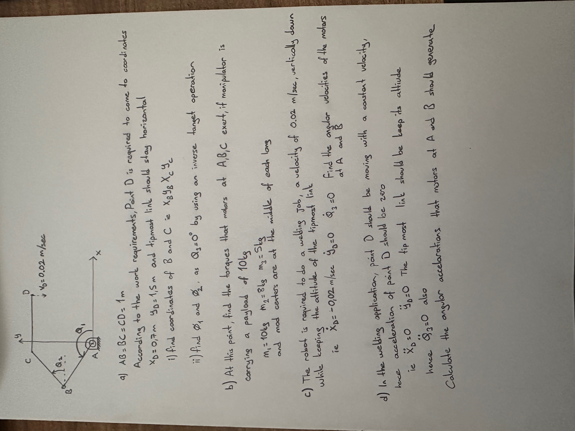 Solved Can you help with the question regarding the robot | Chegg.com