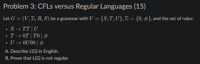 Problem 3: CFLs versus Regular Languages Let | Chegg.com