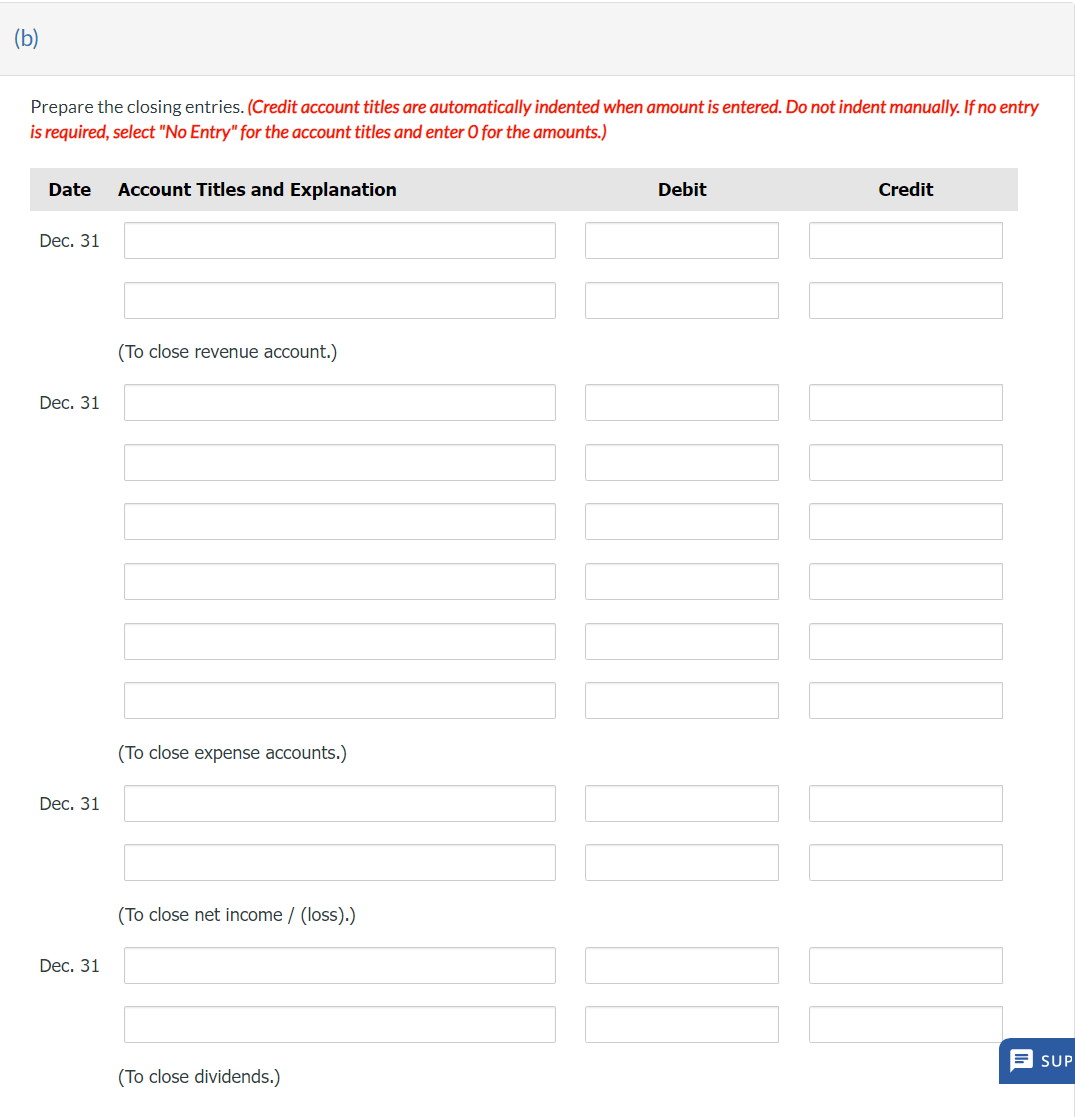 prepare the closing entries as well pleasePrepare the | Chegg.com