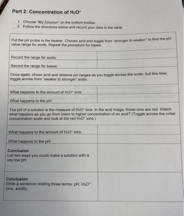 Module 8; pH Lab Data and Procedures Use the | Chegg.com