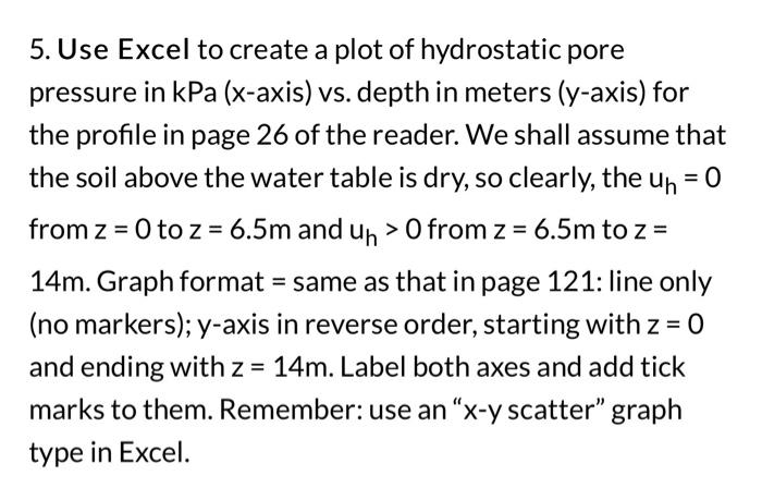 Solved 5. Use Excel to create a plot of hydrostatic pore | Chegg.com