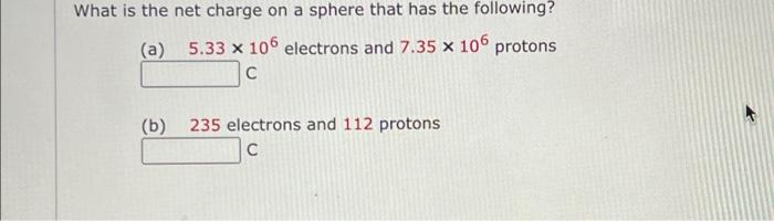 Solved What is the net charge on a sphere that has the | Chegg.com