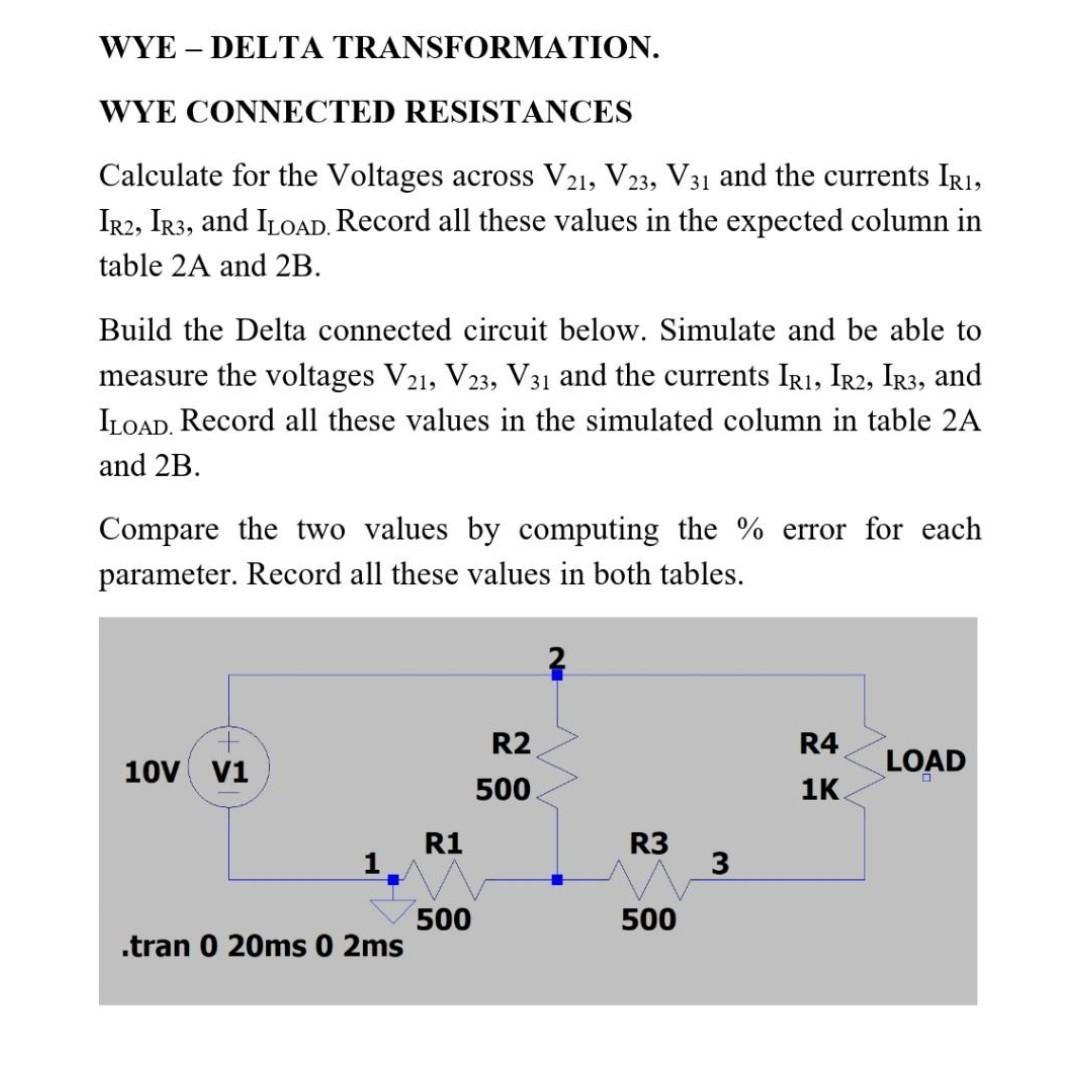 Solved Delta – Wye Transformation Delta Connected Resistors. | Chegg.com