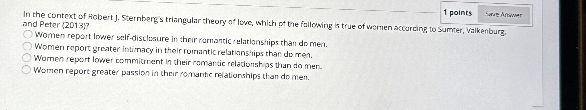Solved 1 ﻿pointsIn the context of RobertJ. Sternberg's | Chegg.com