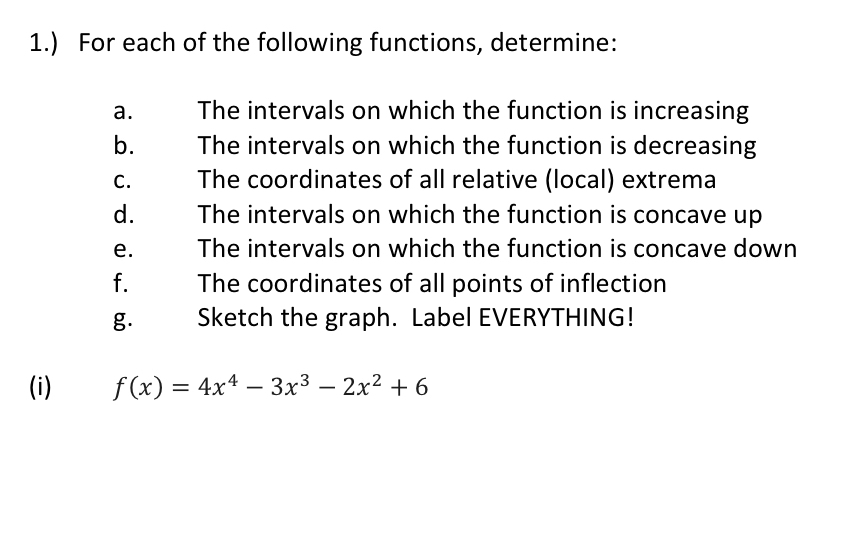 Solved 1.) ﻿For each of the following functions, | Chegg.com