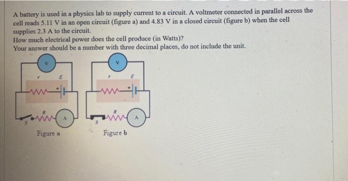Solved A battery is used in a physics lab to supply current | Chegg.com