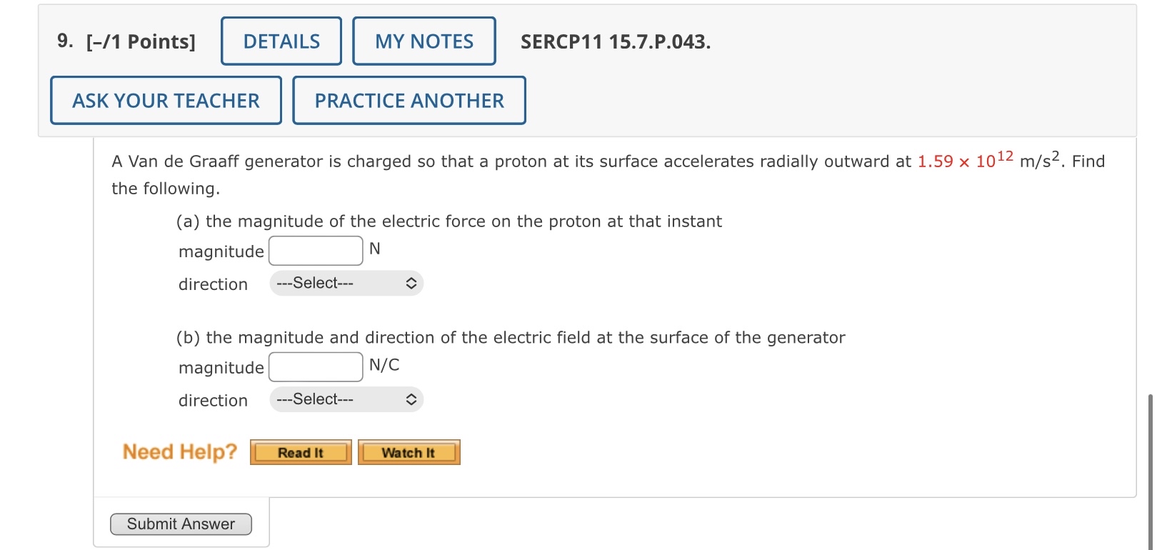 Solved A Van de Graaff generator is charged so that a proton | Chegg.com