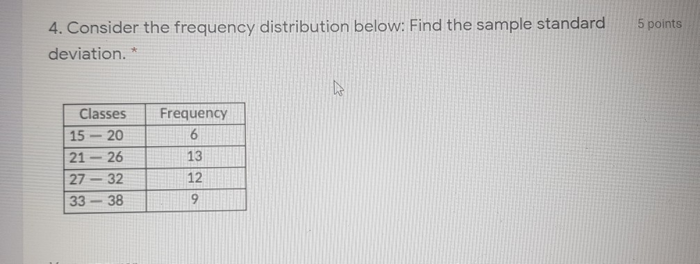 Solved 5 points 4. Consider the frequency distribution | Chegg.com