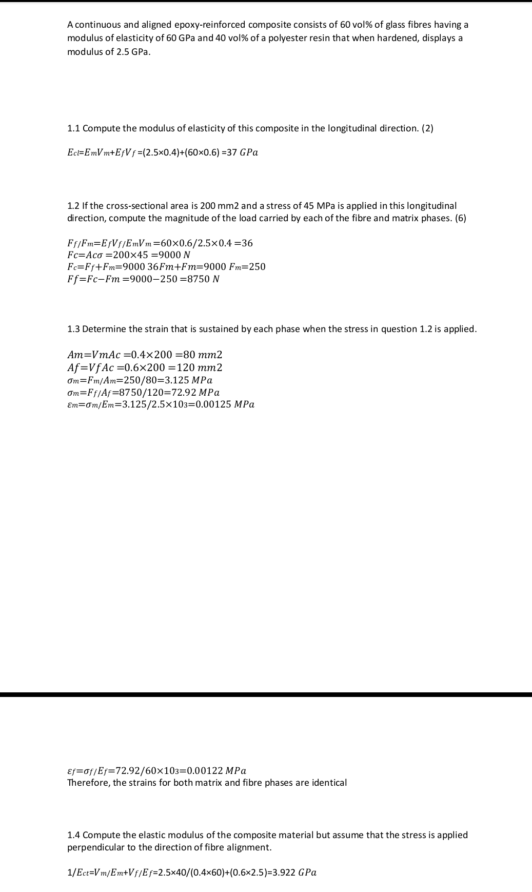 Solved A continuous and aligned epoxy-reinforced composite | Chegg.com