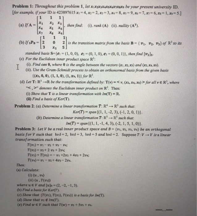 Solved Problem 1: Throughout this problem 1, let | Chegg.com