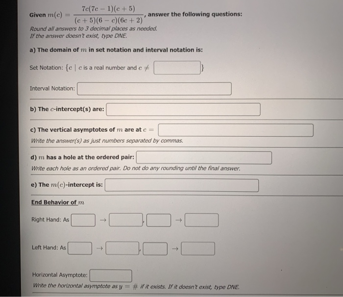 Solved 70(7c - 1)(c + 5) Given m(c) = answer the following | Chegg.com