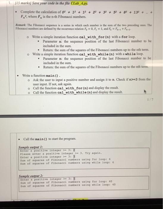 Solved 5. [20 marks] Save the code in the file CLab_E.py. • | Chegg.com