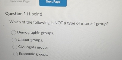 Solved Previous PageQuestion 1 (1 ﻿point)Which of the | Chegg.com
