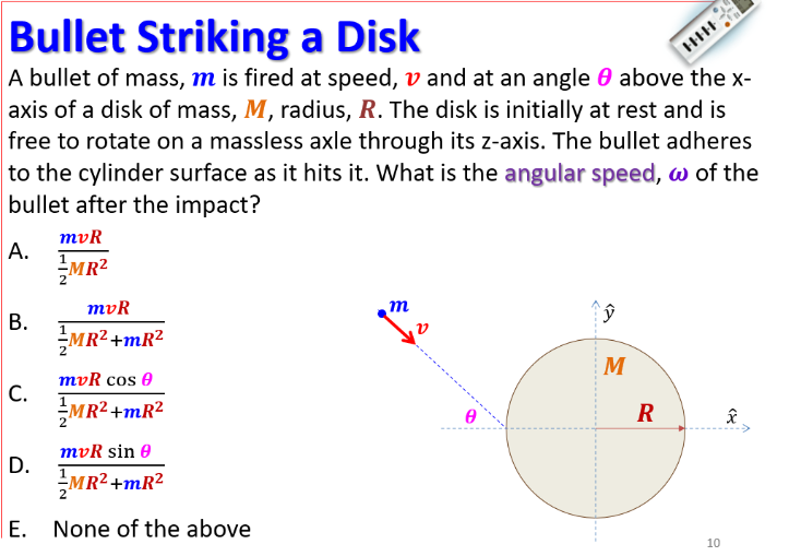 Solved Bullet Striking a DiskA bullet of mass, m ﻿is fired | Chegg.com