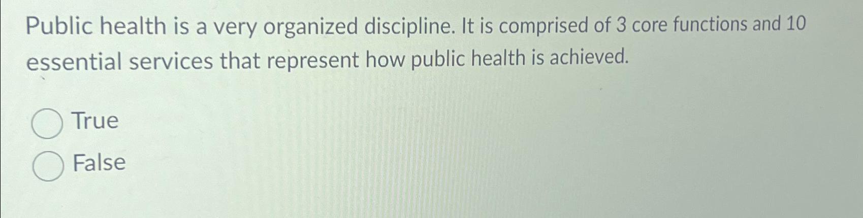 Solved Public health is a very organized discipline. It is | Chegg.com