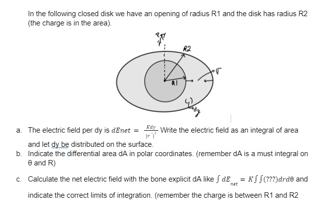 Solved In the following closed disk we have an opening of | Chegg.com