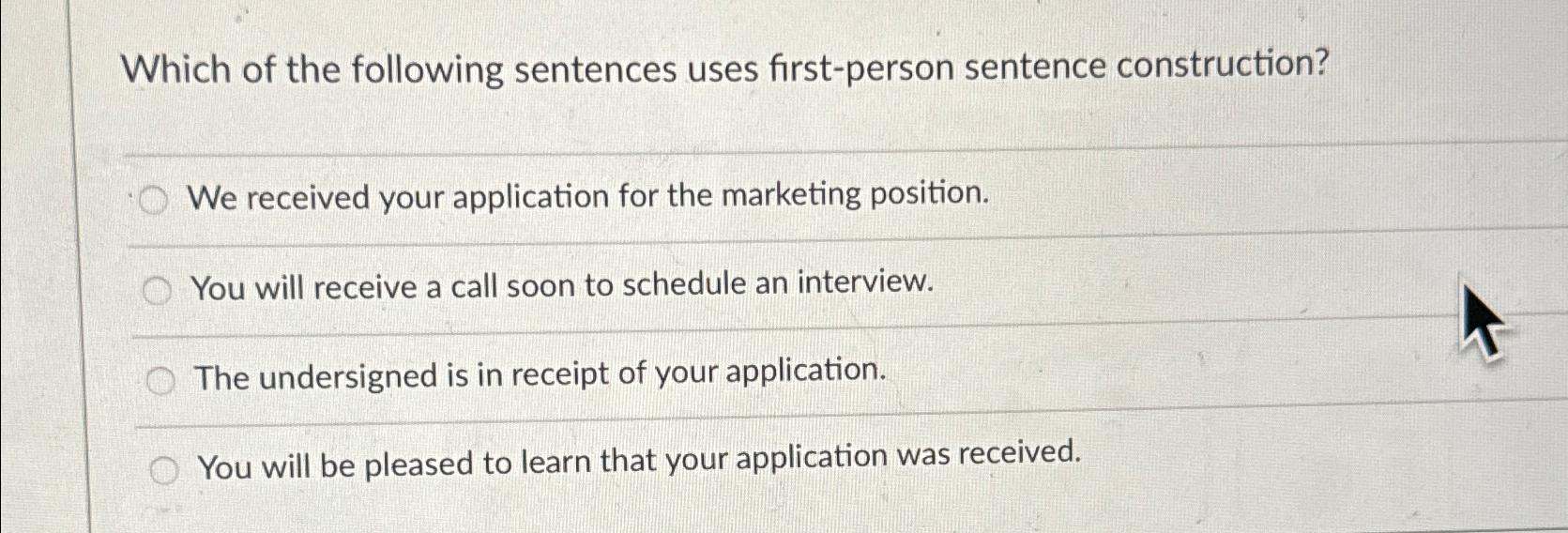 Solved Which of the following sentences uses first-person | Chegg.com