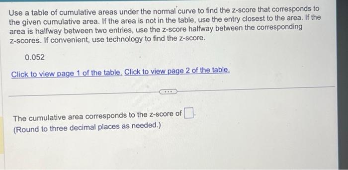 Solved Use a table of cumulative areas under the normal | Chegg.com