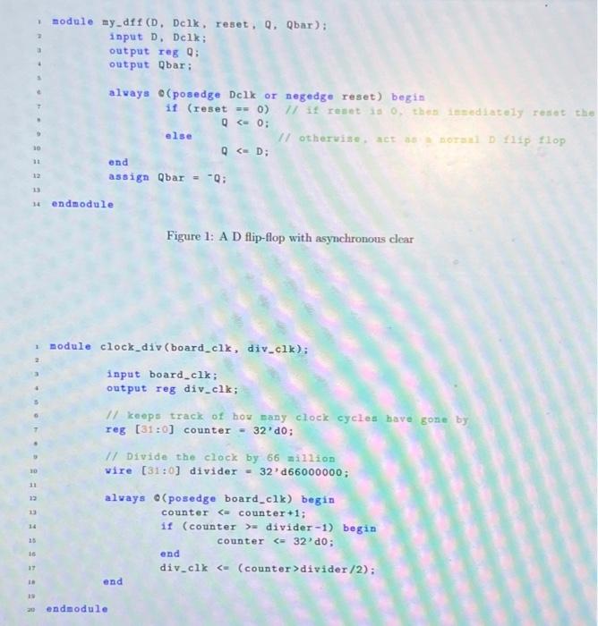 Solved module my_d11 (D. Dcik, reset, Q. Qbar); input D. | Chegg.com