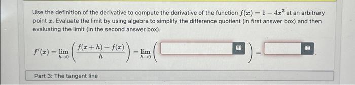 Solved 2 Use the definition of the derivative to compute the | Chegg.com