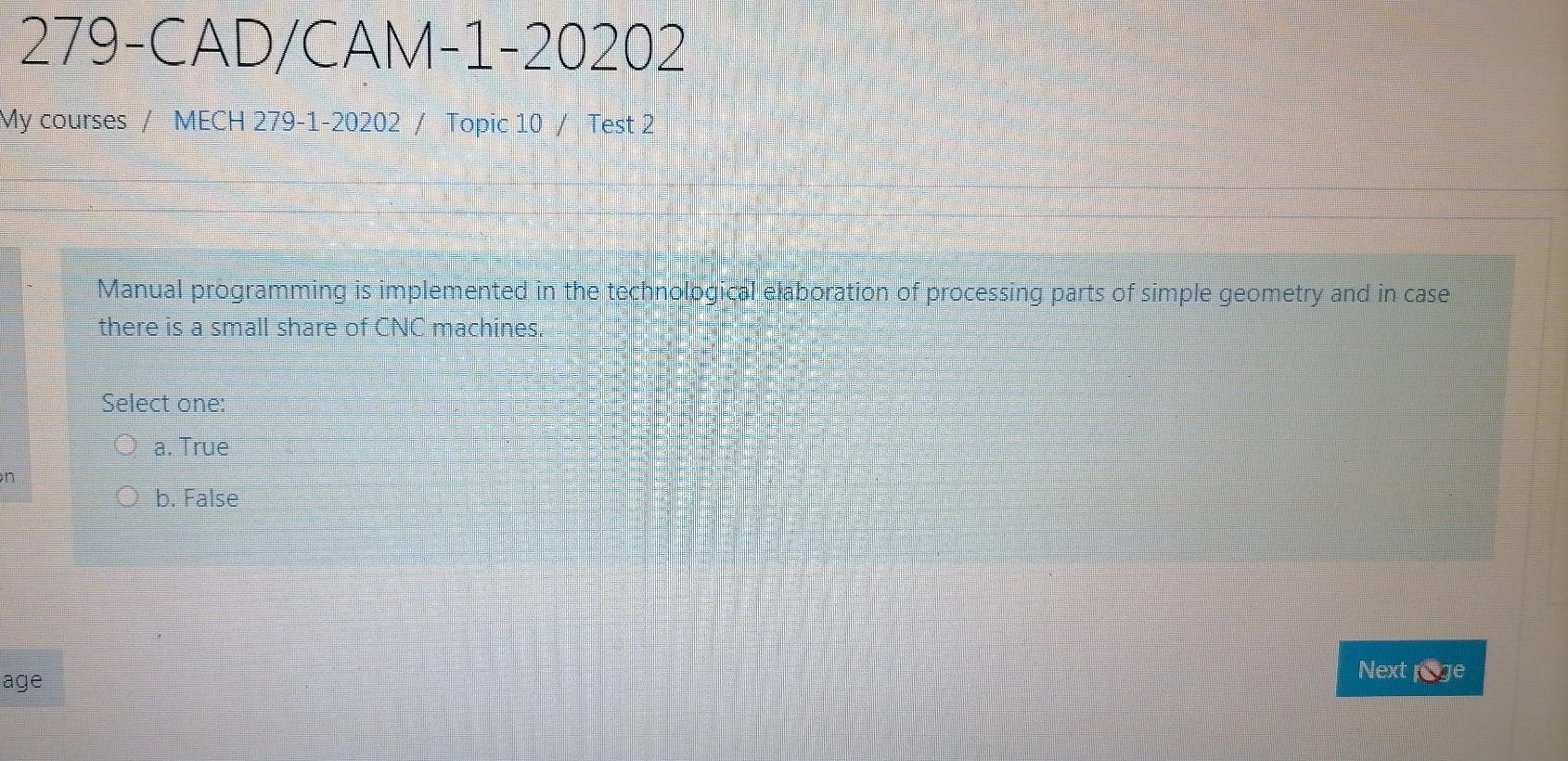 Solved 279-CAD/CAM-1-20202 My courses / MECH 279-1-20202 / | Chegg.com