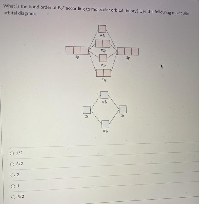 Solved What is the bond order of B2 according to molecular | Chegg.com