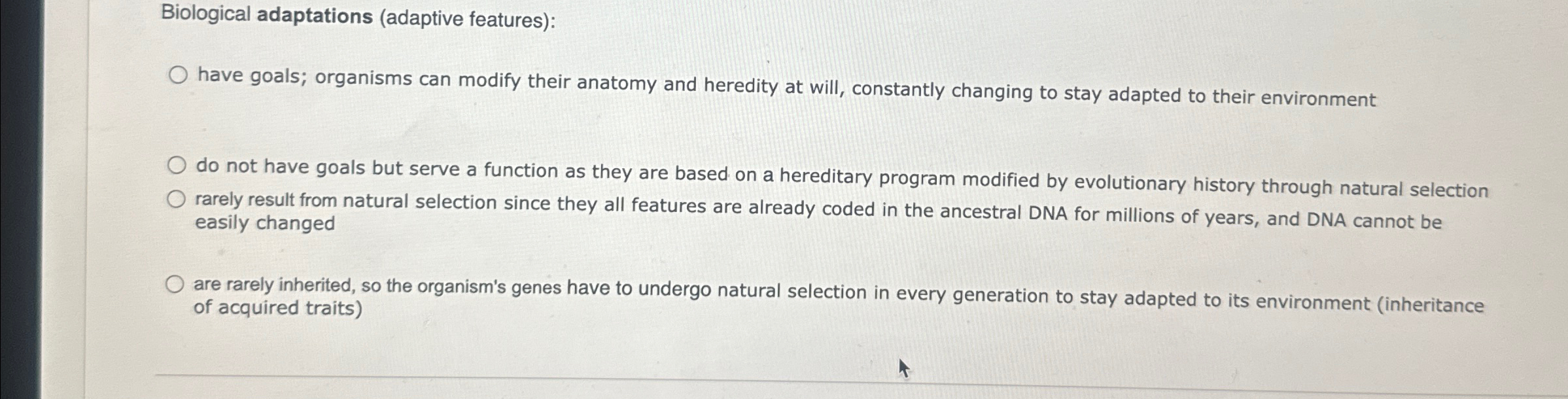 Solved Biological adaptations (adaptive features):have | Chegg.com