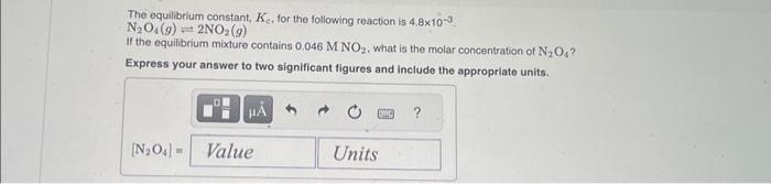 Solved The equilibrium constant, Kc, for the following | Chegg.com