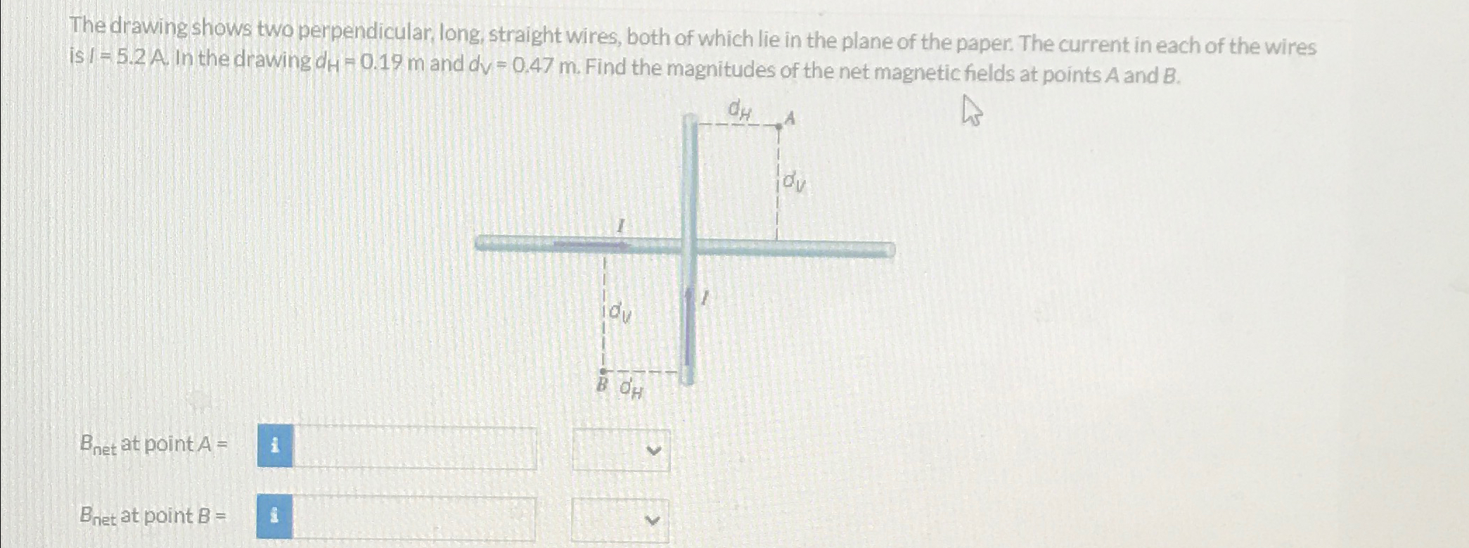 Solved The drawing shows two perpendicular, long, straight | Chegg.com