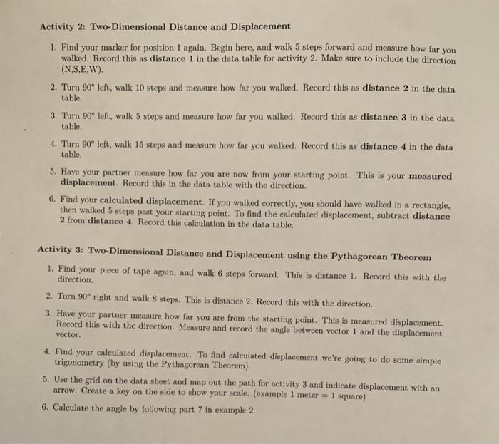 Activity 2: Two-Dimensional Distance and Displacement | Chegg.com