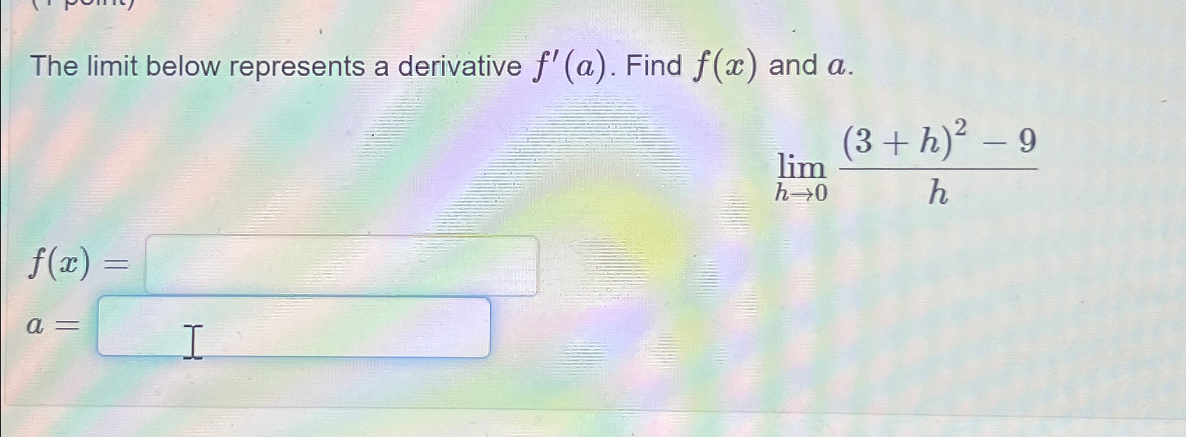 Solved The limit below represents a derivative f'(a). ﻿Find | Chegg.com