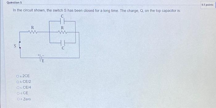 Solved In the circuit shown, the switch S has been closed | Chegg.com