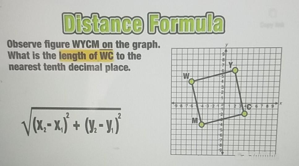 Solved Distance Formula-see worksheet. find the length of | Chegg.com