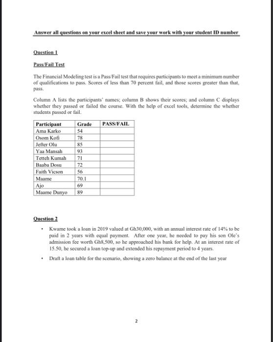 Solved Answer all questions on your excel sheet and save | Chegg.com